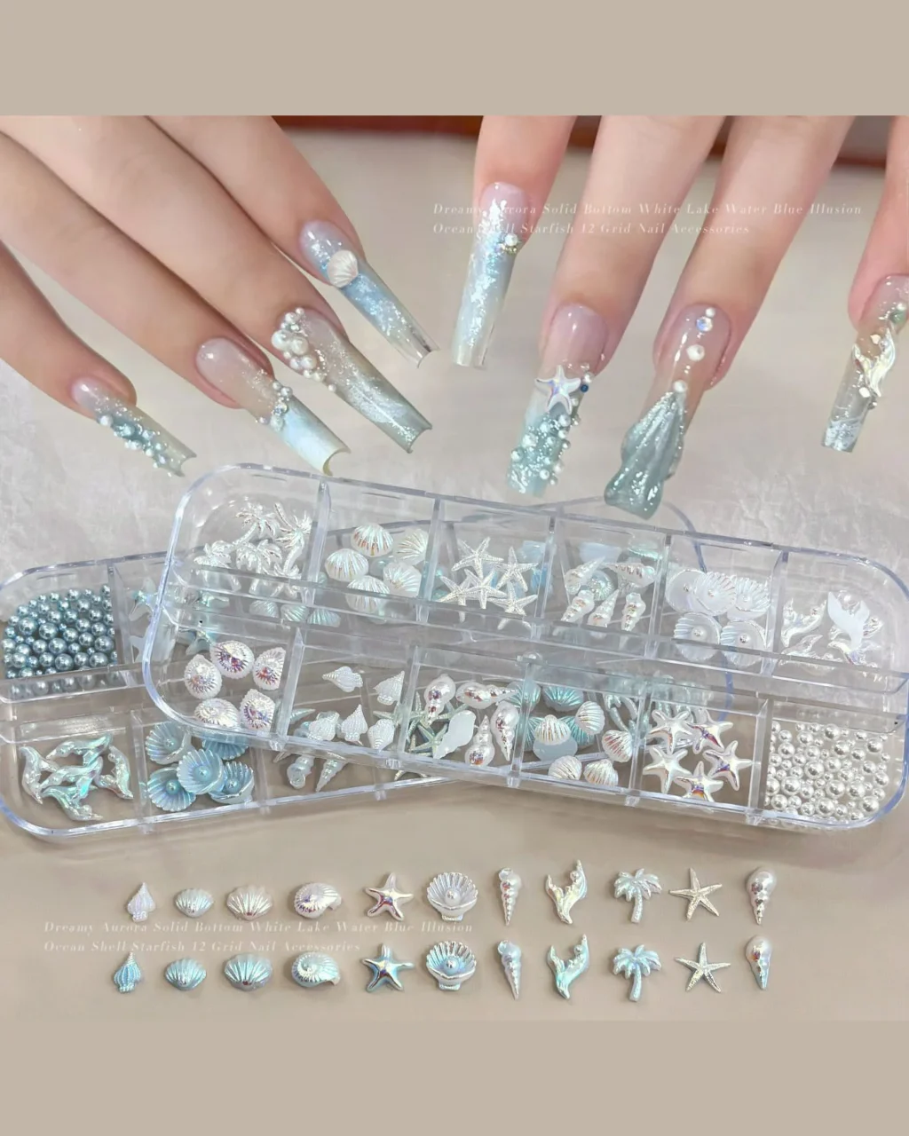 12 Gild Beach Theme Shell Star Nail Charms Decor