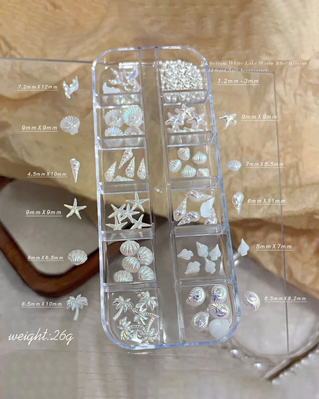 12 Gild Beach Theme Shell Star Nail Charms Decor